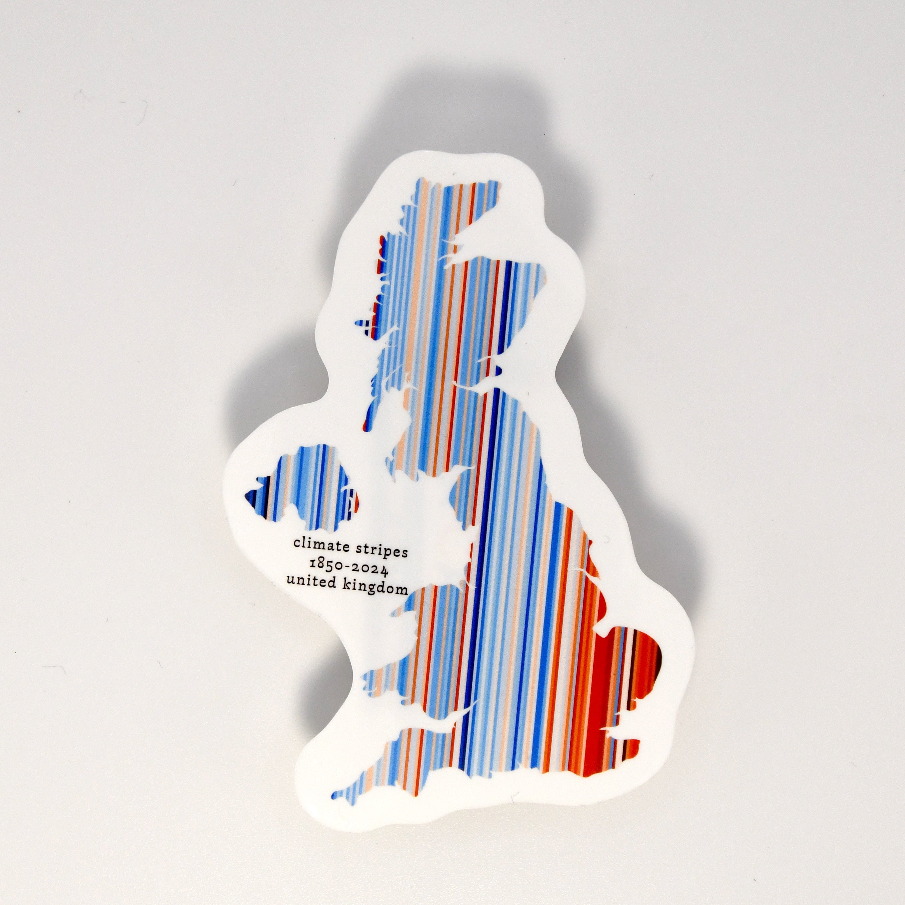 UK Climate Stripes Sticker – Map & Memo